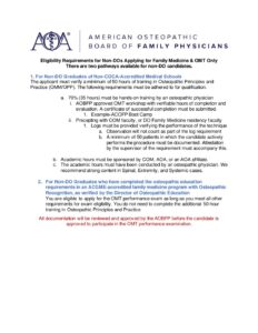 50-Hour OMT Requirement - American Osteopathic Board of Family Physicians