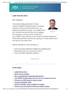 AOBFP Letter from the Chair 2024 Quarter 1 - American Osteopathic Board ...