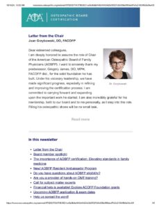 AOBFP Letter from the Chair 2024 Quarter 3 - American Osteopathic Board ...