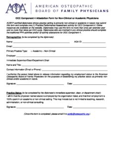 Attestation Form for OCC Component 4 NonClinicians Academics FP ...
